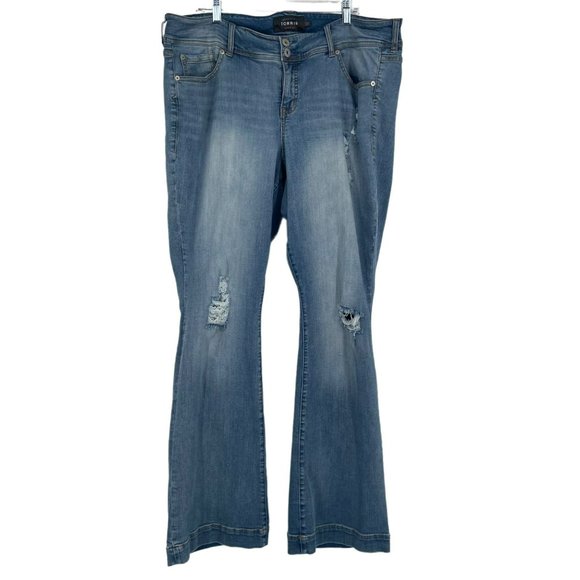 torrid | Jeans | Torrid Distressed Flare Leg Jeans 22 Tall Light Wash ...